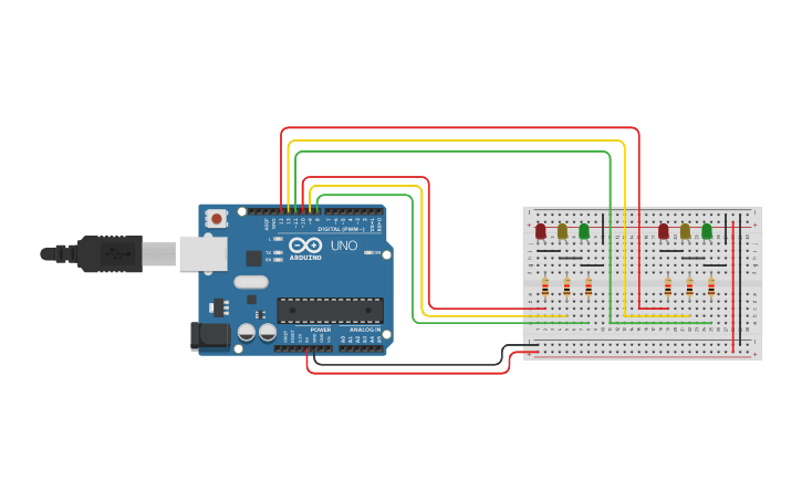 Circuit design Traffic Light | Tinkercad