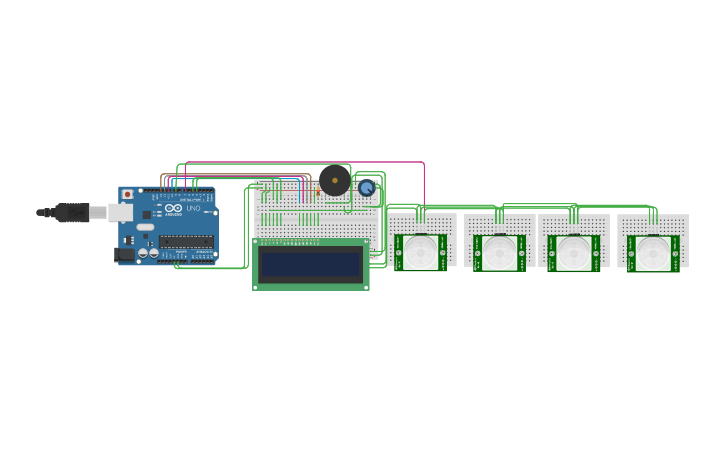 Circuit design Tugas Praktikum 10 - Detektor 4 buncu by 1818101 - Tinkercad Circuit design Tugas Praktikum 10 - Detektor 4 buncu by 1818101 - Tinkercad