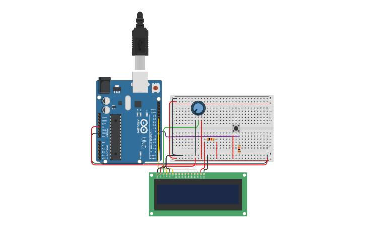 Circuit design LCD Button Count - Tinkercad