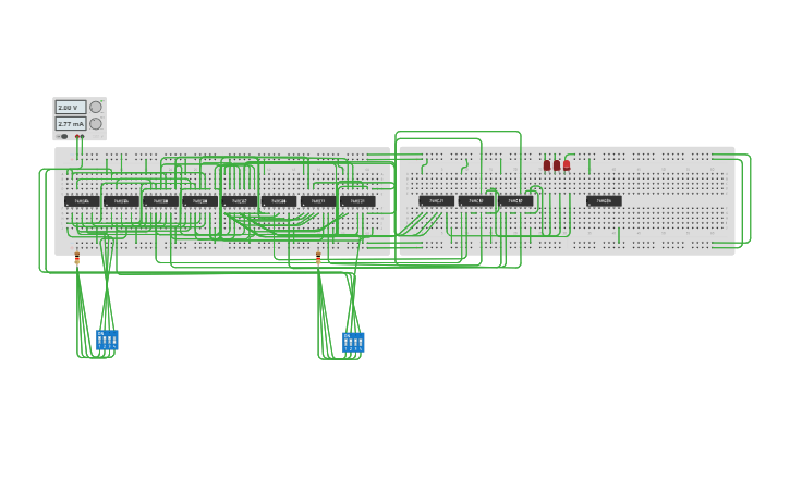 Circuit Design 4­bit Magnitude Comparator Tinkercad