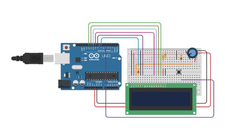 Circuit design LCD Game - Tinkercad