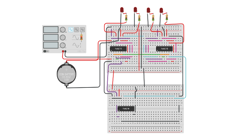 Circuit design decade counter | Tinkercad