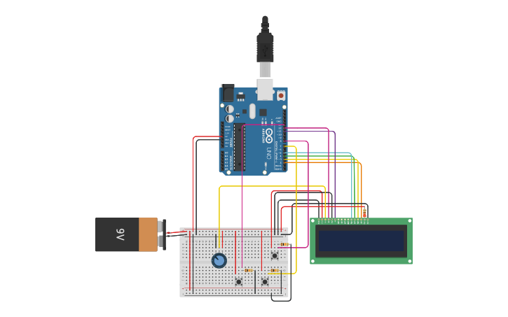 Circuit design Open/Close Counter - Tinkercad