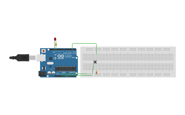 Circuit design Led on off button - Tinkercad