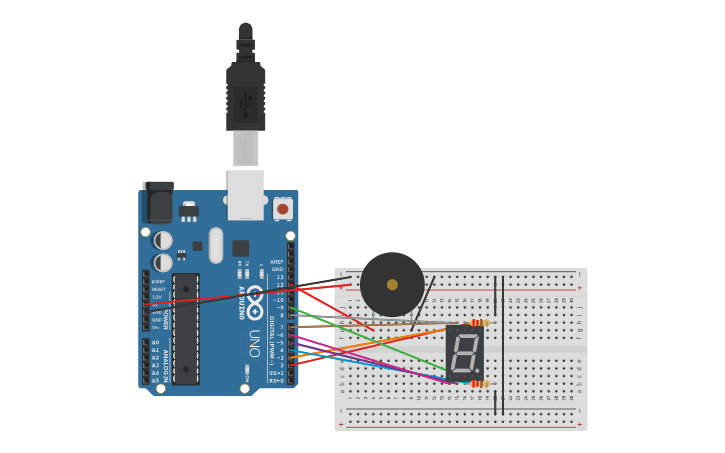 Circuit design Count down timer - Tinkercad
