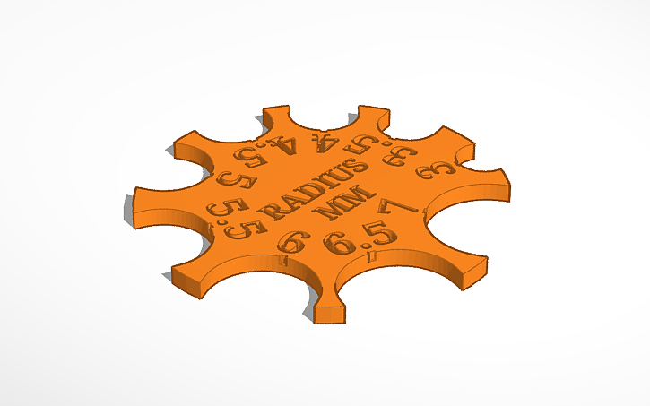 3D design Radius Gauge - Tinkercad