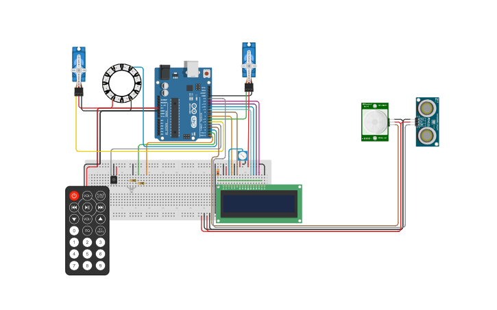 Circuit design Smart Car Parking System IOT J - Tinkercad