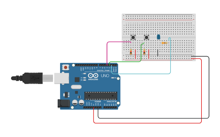 Circuit design Arduino X Porta Lógicas - Tinkercad