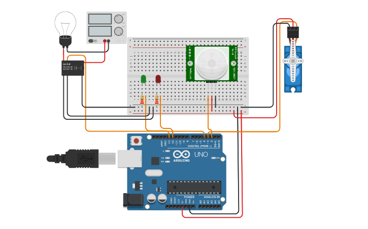 Circuit Design Copy Of Project Arduino Sensor Gerak Pir Tinkercad