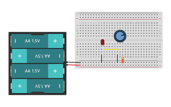 Circuit design Circuito 8. Potenciómetro + LED (sin Arduino) - Tinkercad