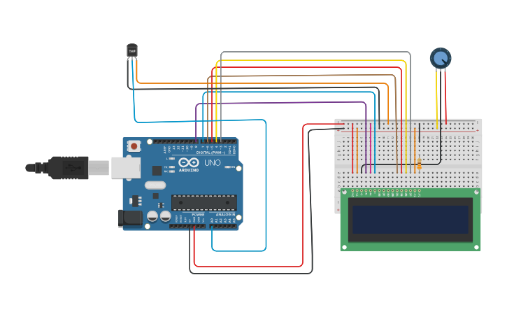 Circuit design Temperature monitoring in LCD with arduino - Tinkercad