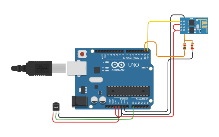 Circuit design Wifi Module ESP8266 - Tinkercad