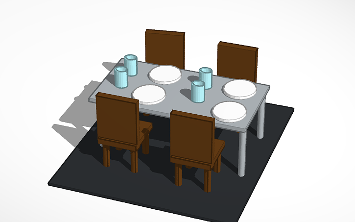 3D design Dining Set - Tinkercad