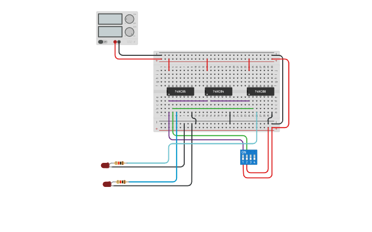 Circuit design Half Subtractor Using Logic Gates - Tinkercad