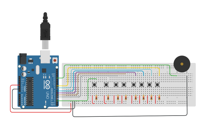 Circuit Design Arduino Based Piano Tinkercad 