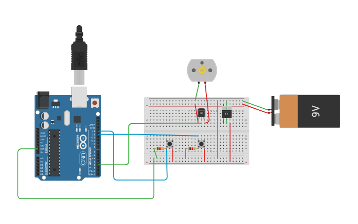 Circuit design DC motor Example - Tinkercad