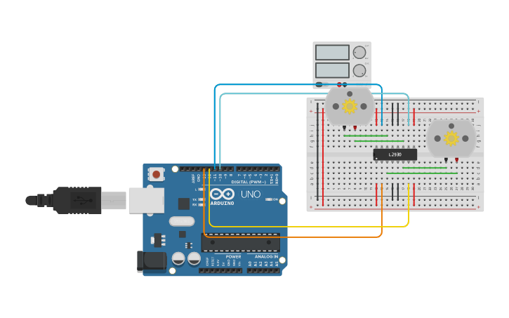 Circuit design DOS MOTORES | Tinkercad