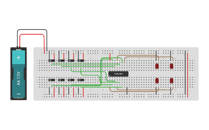 Circuit design ACTIVITY #6- 4-BIT ADDER - Tinkercad