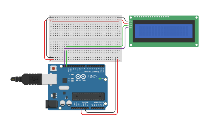 Circuit design Pattern display in lcd - Tinkercad