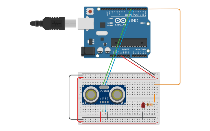 Circuit design Ultrasonido - Tinkercad