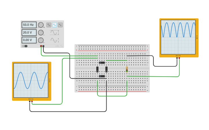 Circuit Design Full Wave Rectifier Tinkercad