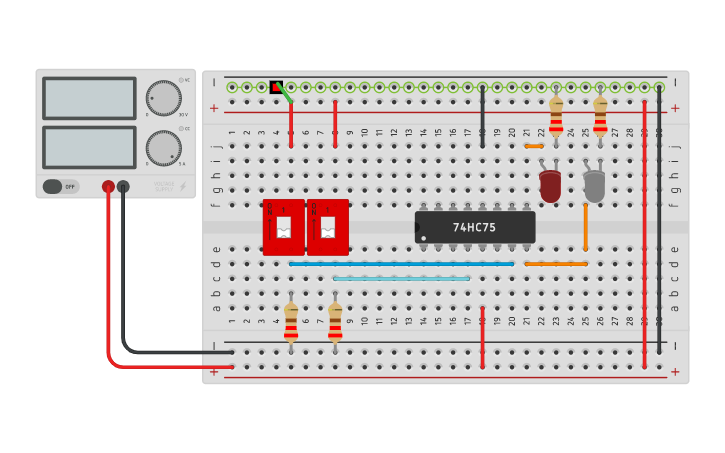 Circuit design 74HC75 Latch D - Tinkercad