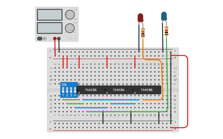 Circuit design half subtractor using basic gates | Tinkercad