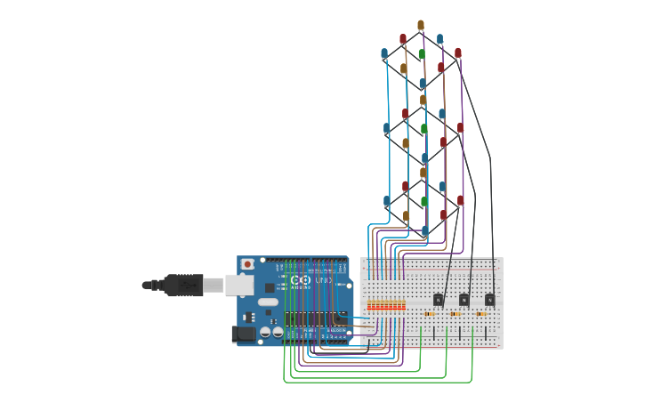 Circuit design CUBO LED - Tinkercad