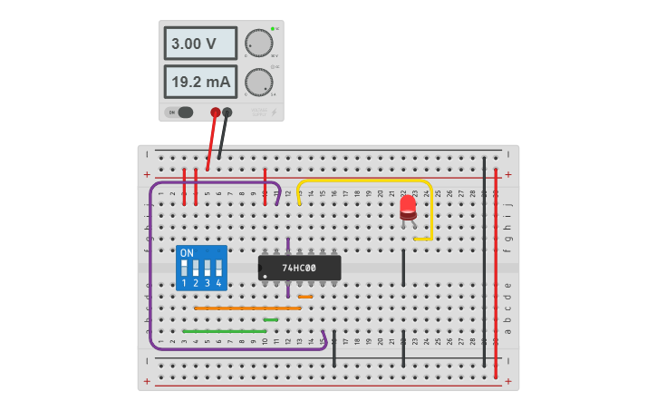 Circuit design 74HC00 OR - Tinkercad