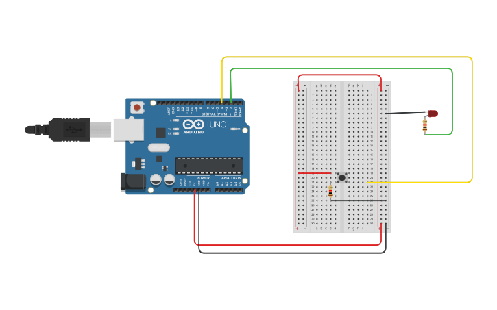 Circuit design 5_LED_Button - Tinkercad