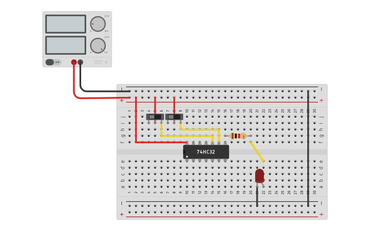 Circuit design Experimento 1.2 CI 7432 - Tinkercad
