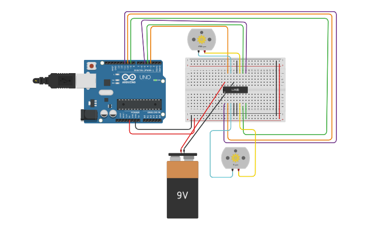Circuit design Two motors waddell | Tinkercad
