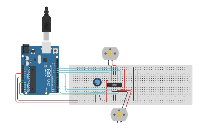 Circuit design 2WD simple code - Tinkercad