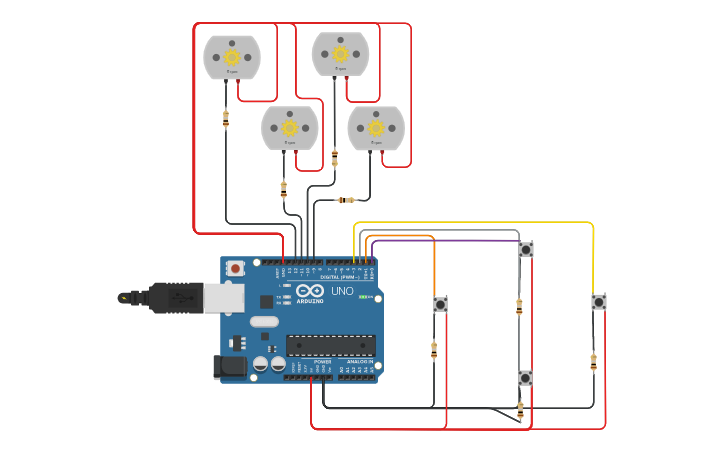 Circuit design Atividade - Motores | Tinkercad