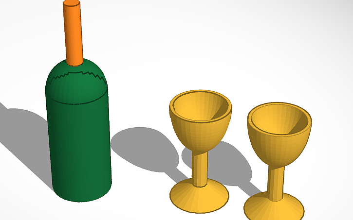 3D design Wine glass and bottle | Tinkercad
