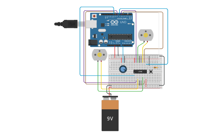Circuit design merged - Joystick wheelchair - Tinkercad