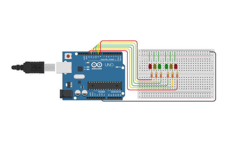 Circuit design Semáforo Simple - Tinkercad