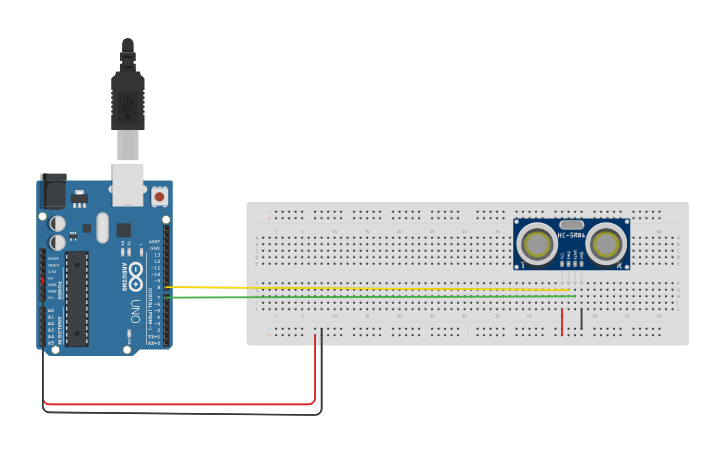 Circuit design Sensor ultrasonico | Tinkercad