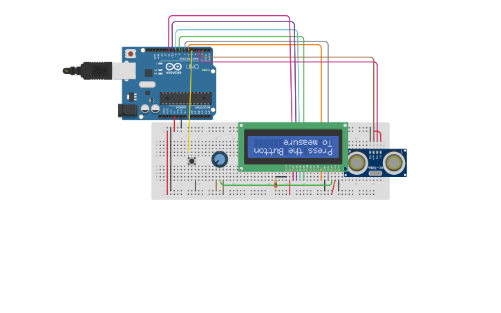 Circuit design Distance measuring system - Tinkercad