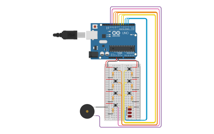 Circuit design Arduino Lift (Status) Indicator Circuit - Tinkercad
