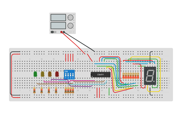 Circuit Design 7 Segment Display Tinkercad