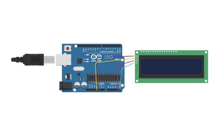 Circuit design PERFROMANCE TASK NO. 2 (I2C LCD) - Tinkercad
