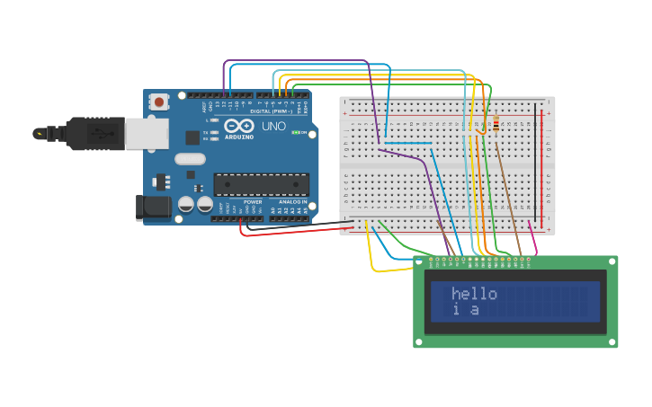Circuit design how to display in LCD - Tinkercad
