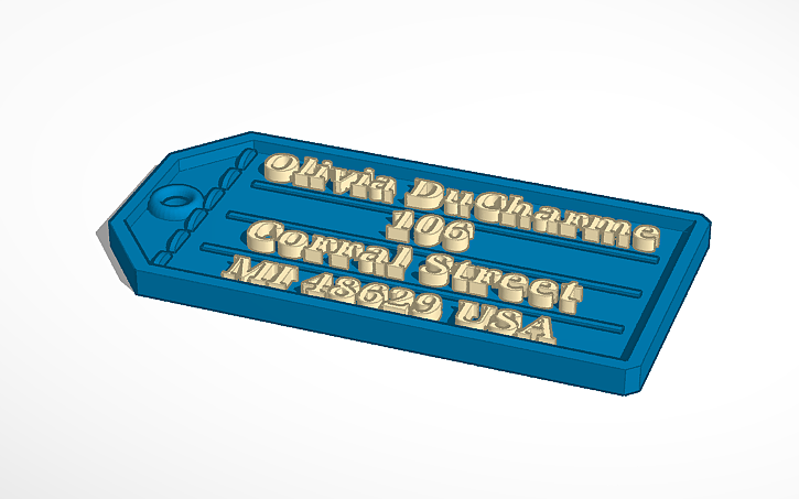 3D design Luggage Tag - Tinkercad