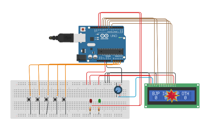 Circuit design EVM using Arduino - Tinkercad