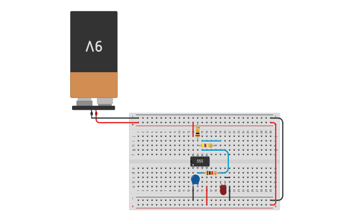 Circuit design NE555 LED Flasher | Tinkercad