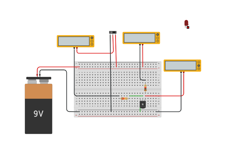 Circuit design Transistor como chave - carga resistencia | Tinkercad