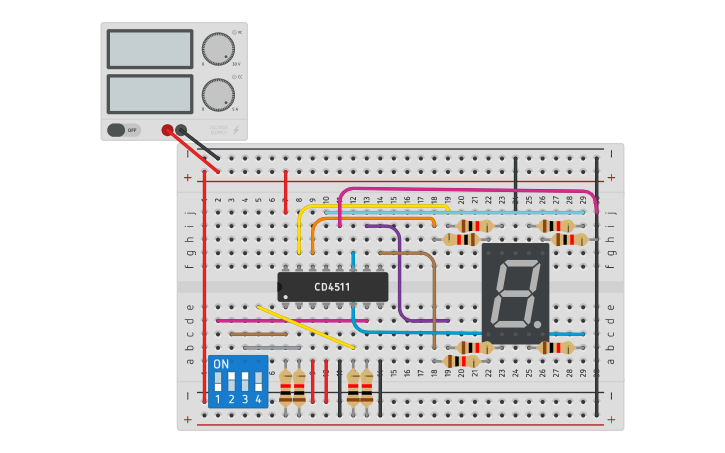 Circuit design 7 Segment - Tinkercad