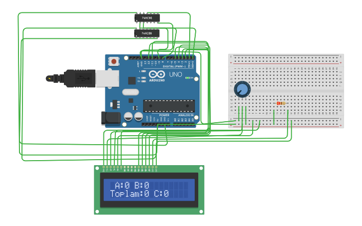 Circuit design 1 Bit Half Adder - Tinkercad