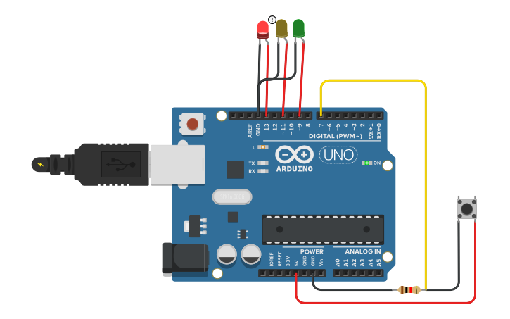 Circuit Design Traffic Light Trigger Tinkercad
